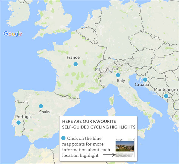 Self guided cycling map & highlights